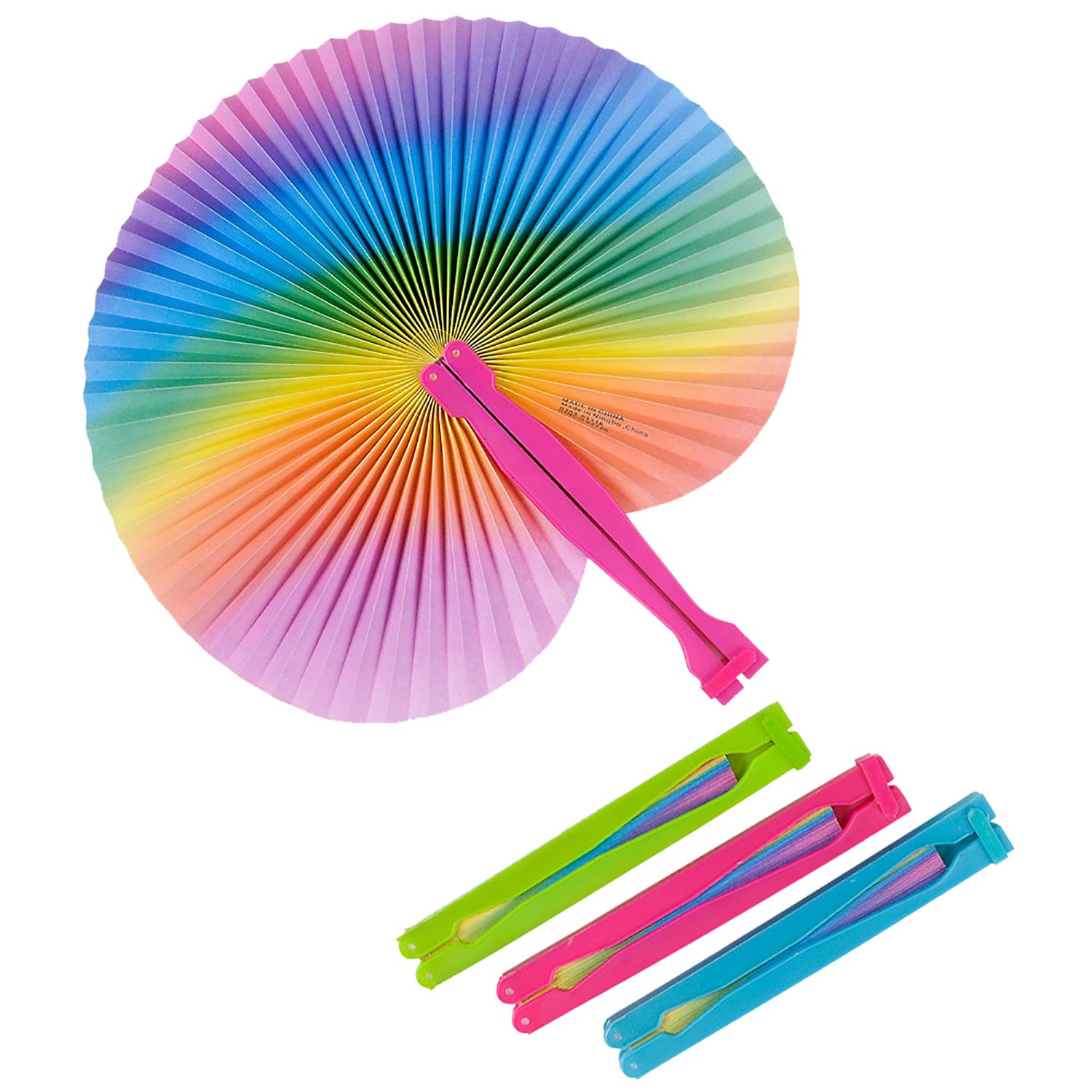 Rainbow Folding Fans - 12 Count – Rebecca's Toys & Prizes